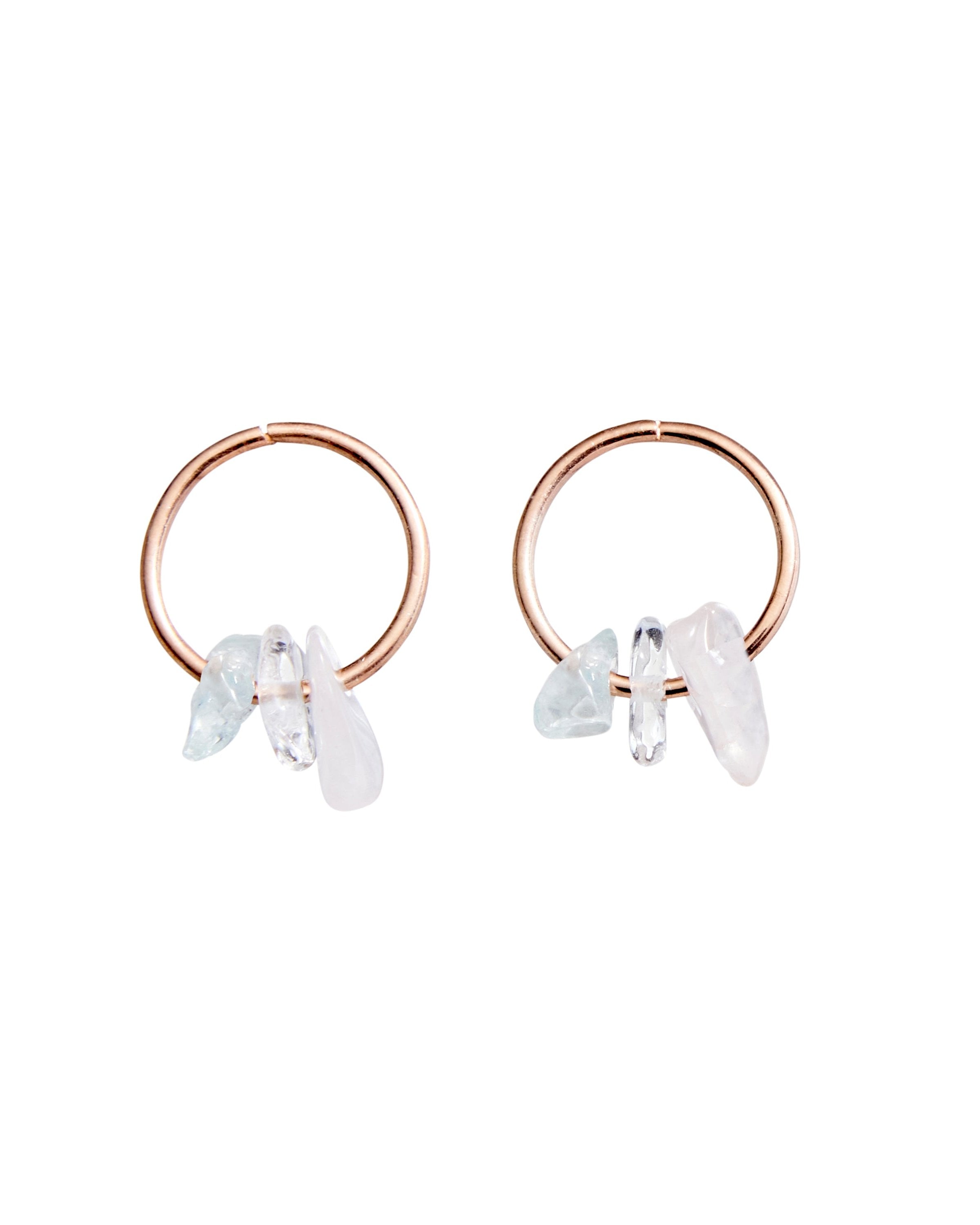 Peony Sleepers | Clear Quartz, Aquamarine, Rose Quartz – Geode + Gem